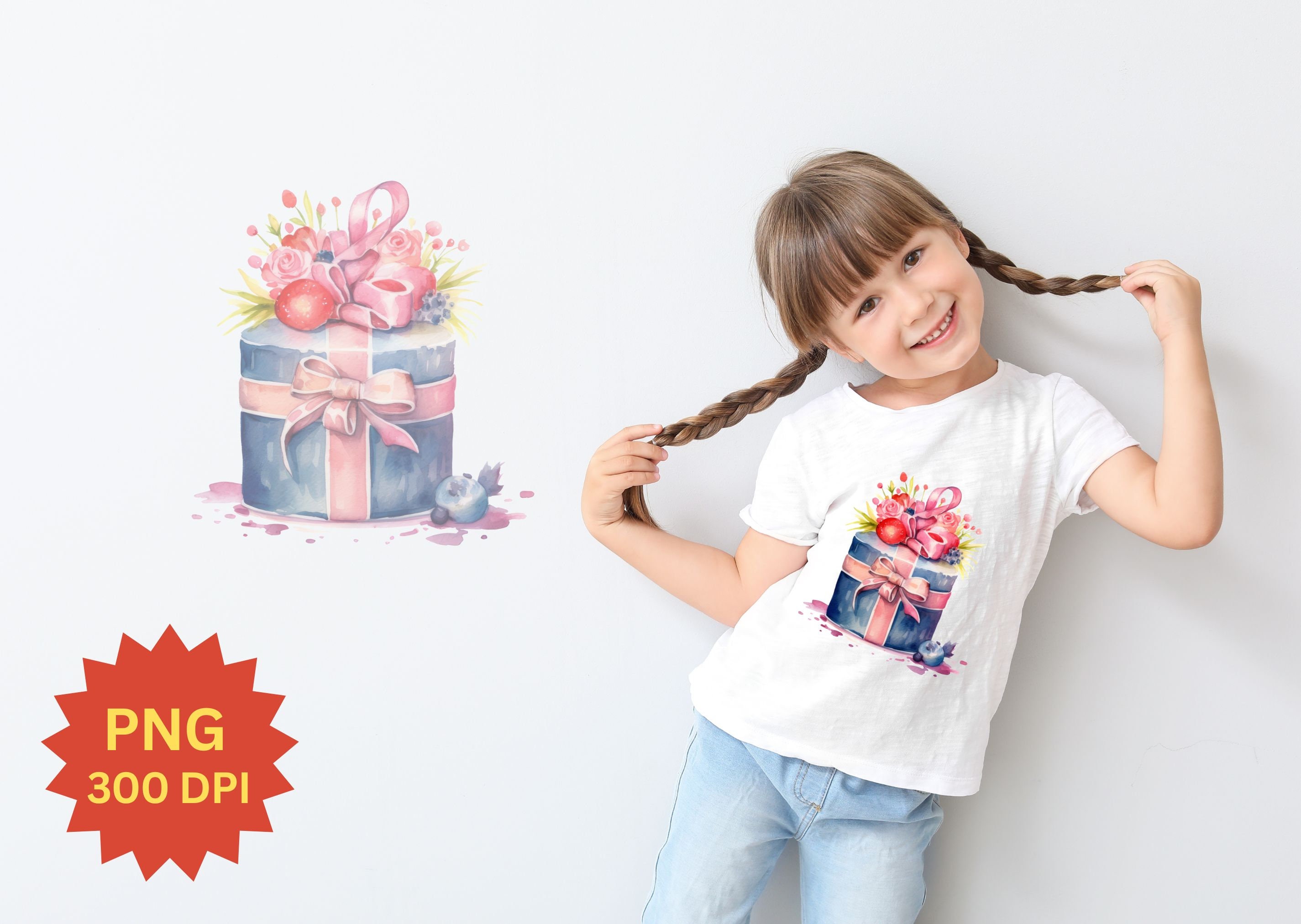 Watercolor Birthday Gifts Clipart Bundle 30 PNG Transparent Background ...