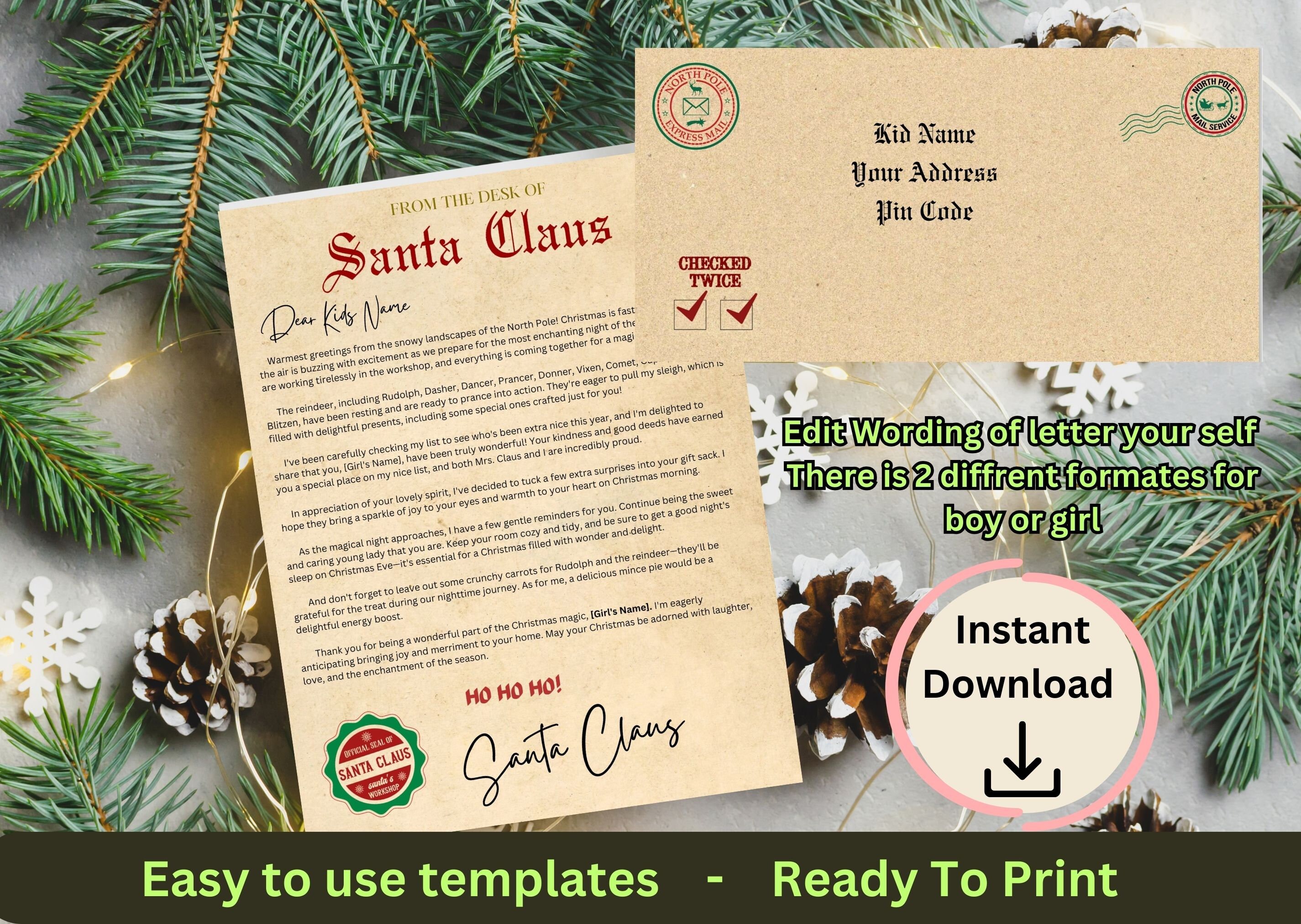 Personalized Letter From Santa Official Nice List Certificate ...