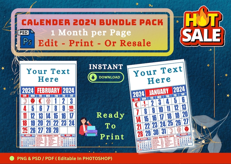 Editable Calendars Printable Calendar Commercial and Personal Use ...