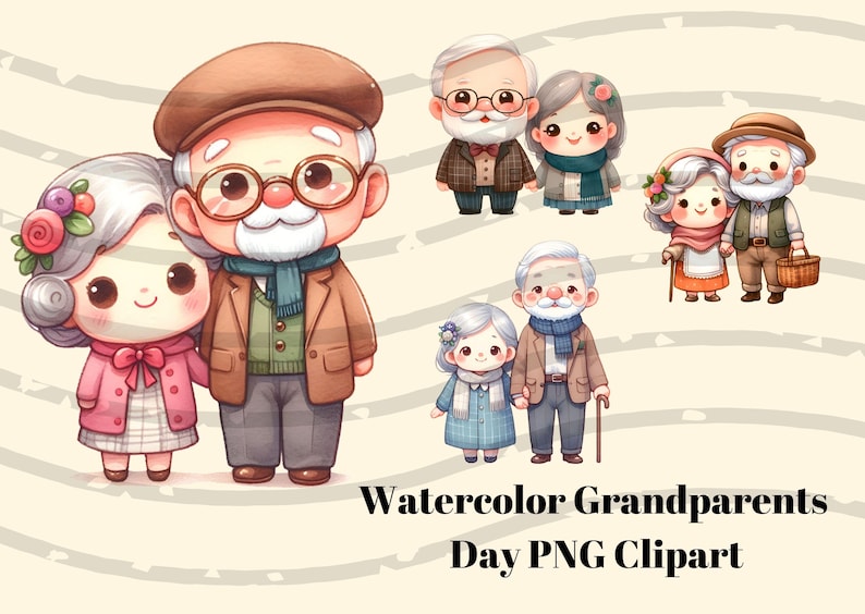 Grandparent Day Clipart Bundle, 37 Cute Watercolor Clipart, Family ...