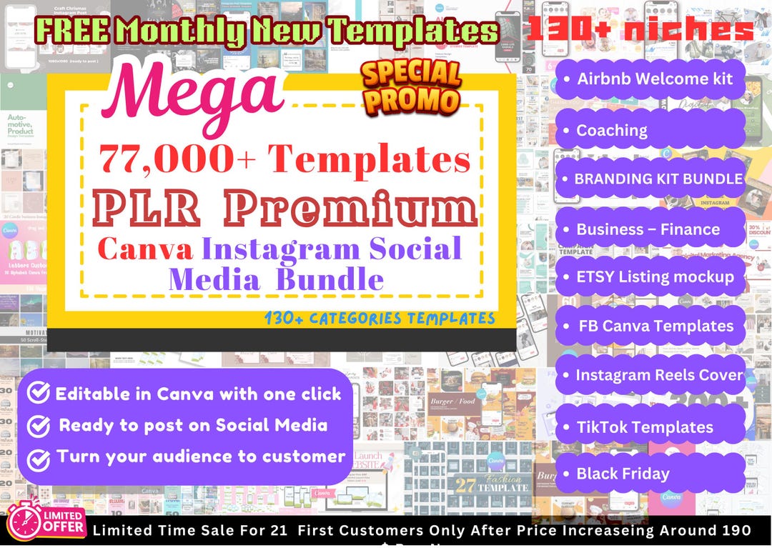 Canva Instagram Templates Bundle: 77,000+ Editable Social Media Designs ...
