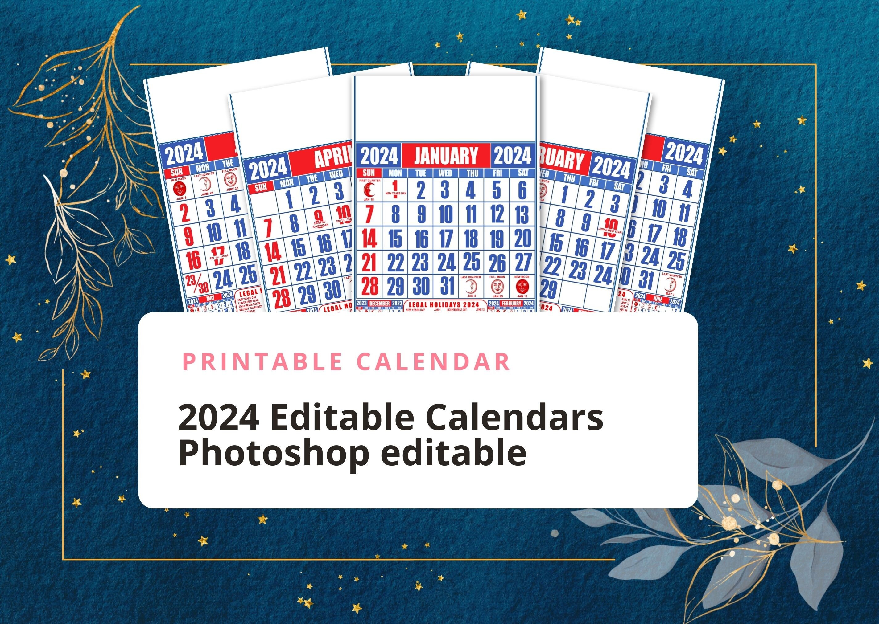 Editable Calendars Printable Calendar Commercial and Personal Use ...