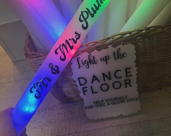Personalised Foam Glow Sticks / Light up the Dancefloor / Dancing Props ...