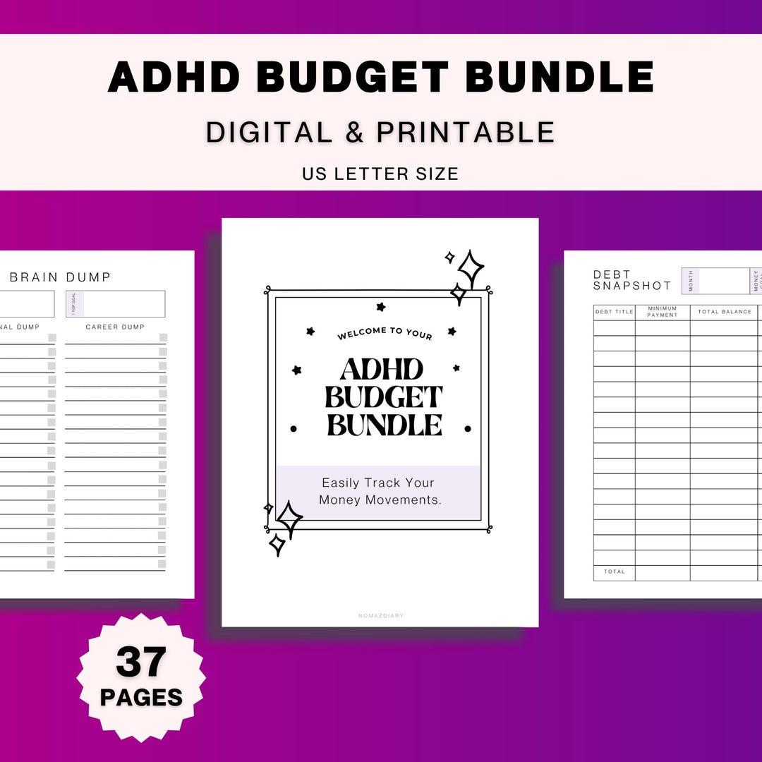 ADHD BUDGET BUNDLE | Guided Money Sheets and Habit Tracker | Printable ...