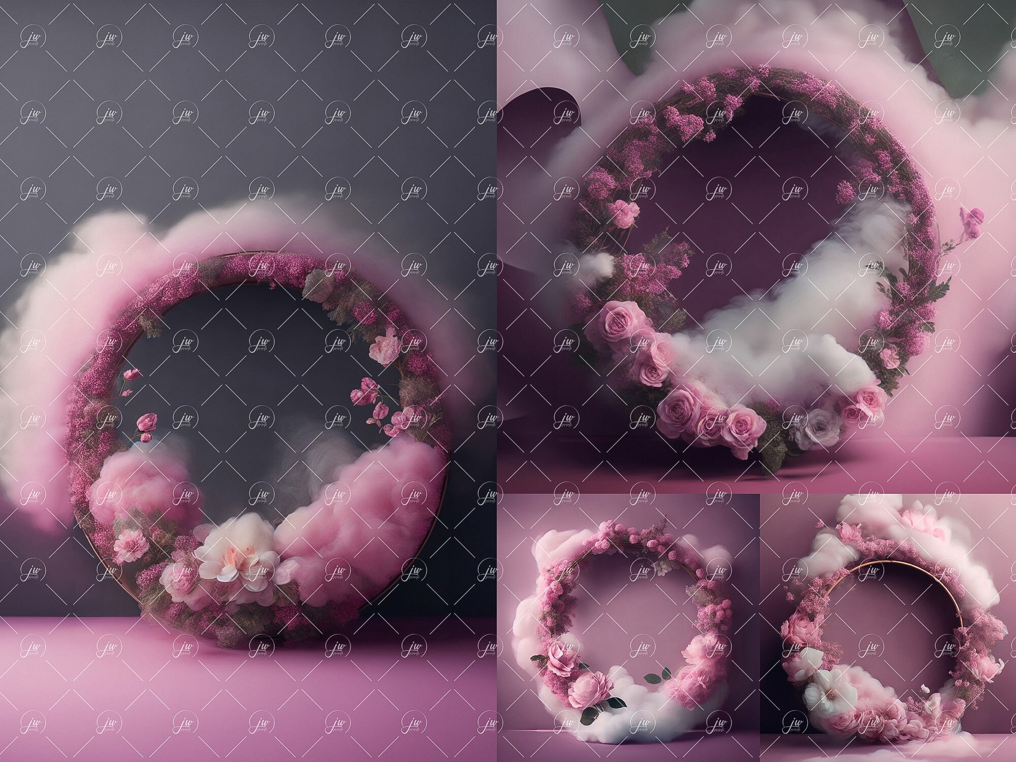 20 Digital Backdrops Pink Floral, Pregnant Floral Arch, Maternity ...
