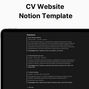 CV Website Notion Template - Etsy