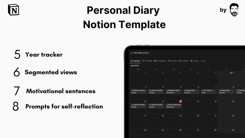 Personal Diary Notion Template - Etsy