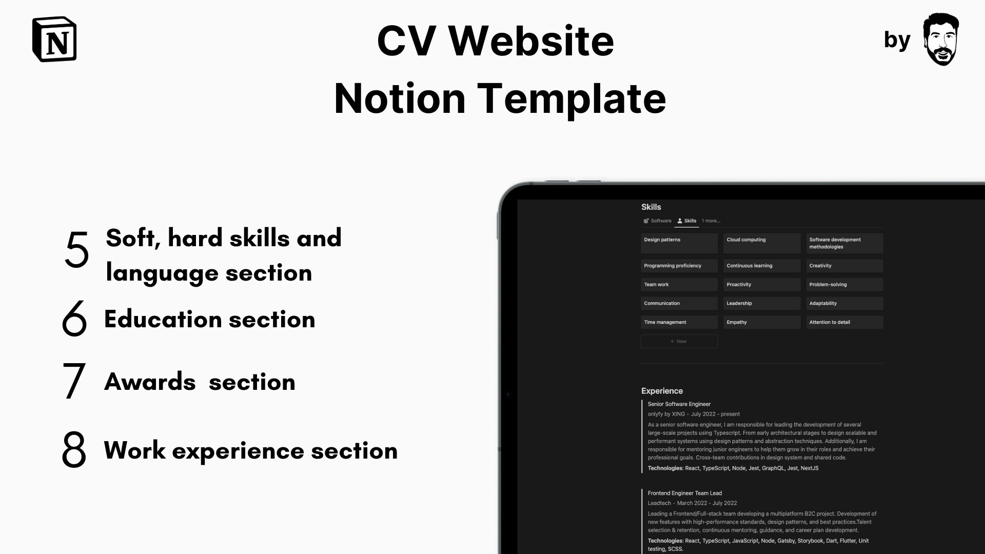 CV Website Notion Template - Etsy