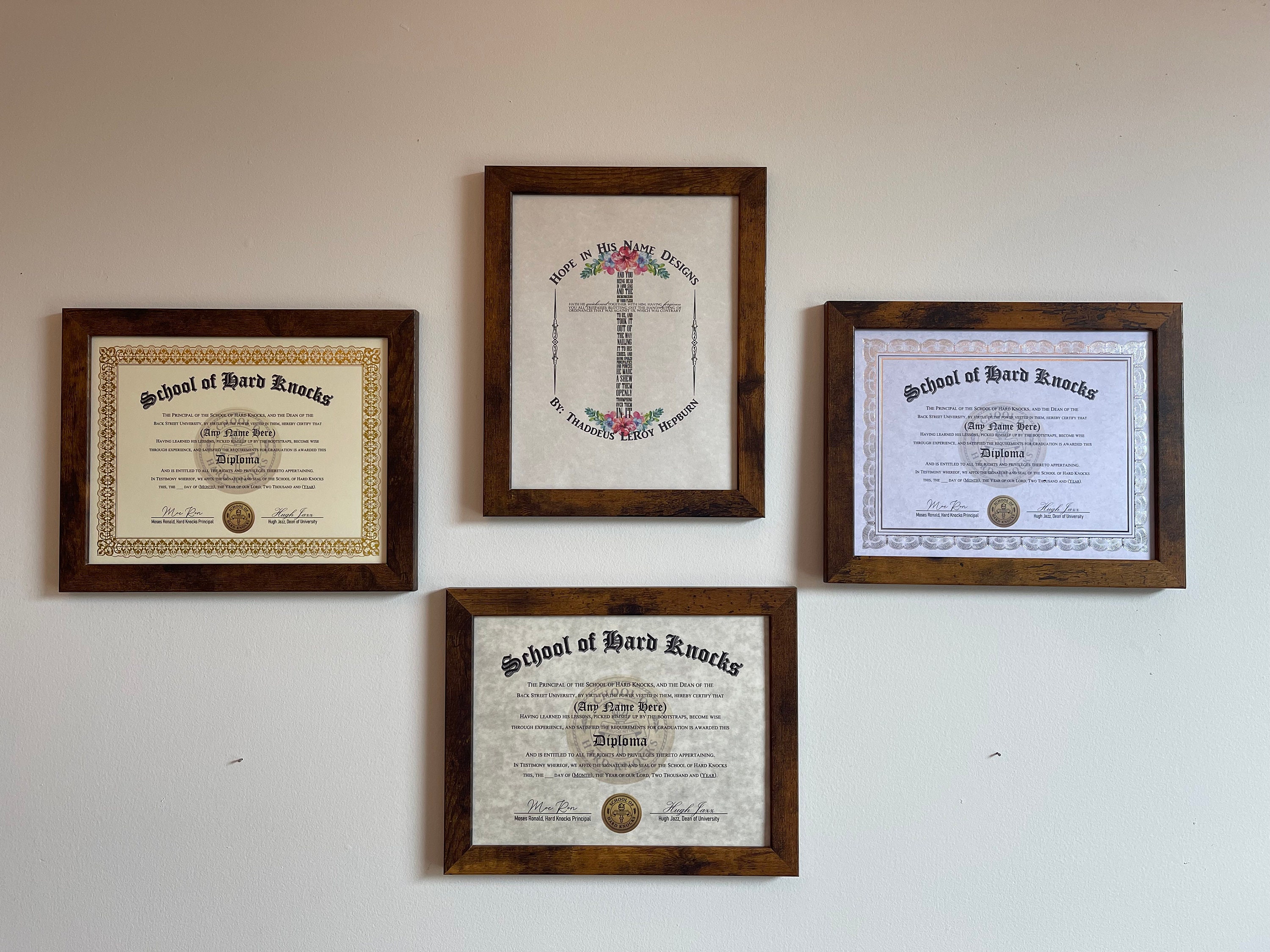 School of Hard Knocks Diploma Nifty Gifty Unique Humorous Gold Silver ...