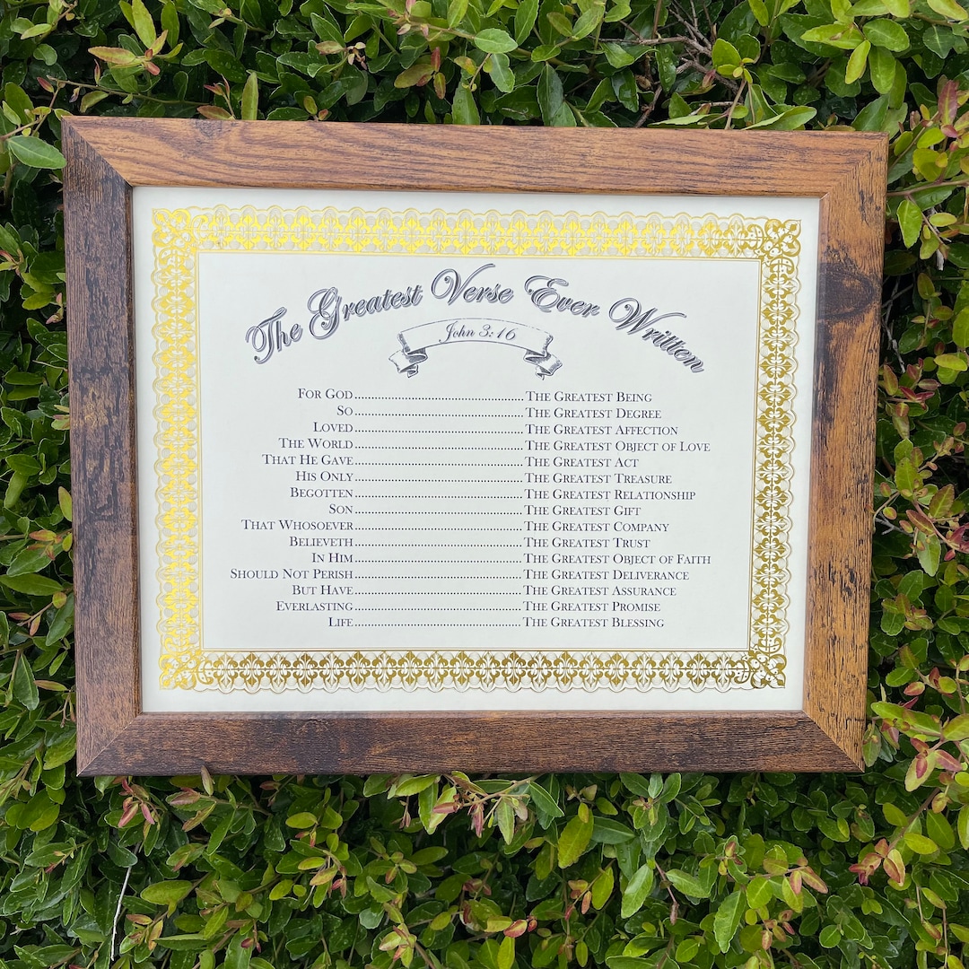 The Greatest Verse Ever Written - John 3:16 - Scripture Prints - Framed ...