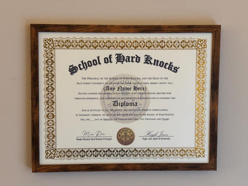 School of Hard Knocks Diploma - Etsy