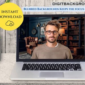 English Style Study Background Zoom Meetings Dark Interior Zoom ...