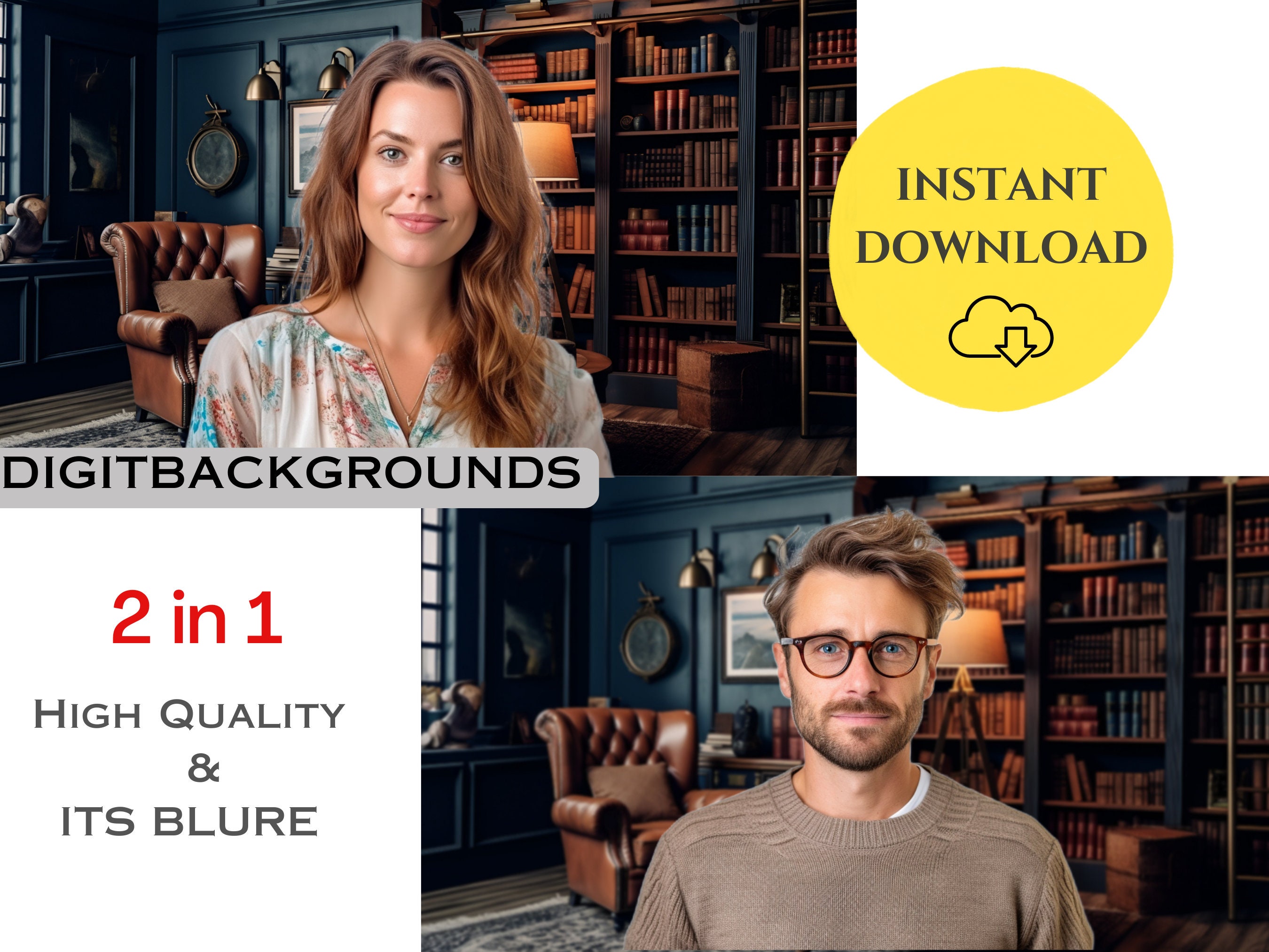 English Style Study Background Zoom Meetings Dark Interior Zoom ...