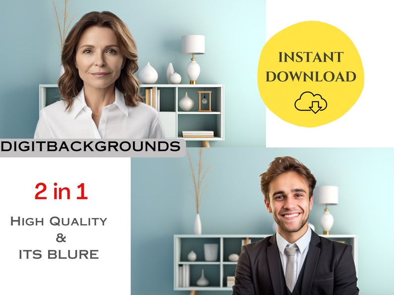 Blue Theme Cabinet Background for Zoom Meetings Home Office Zoom ...