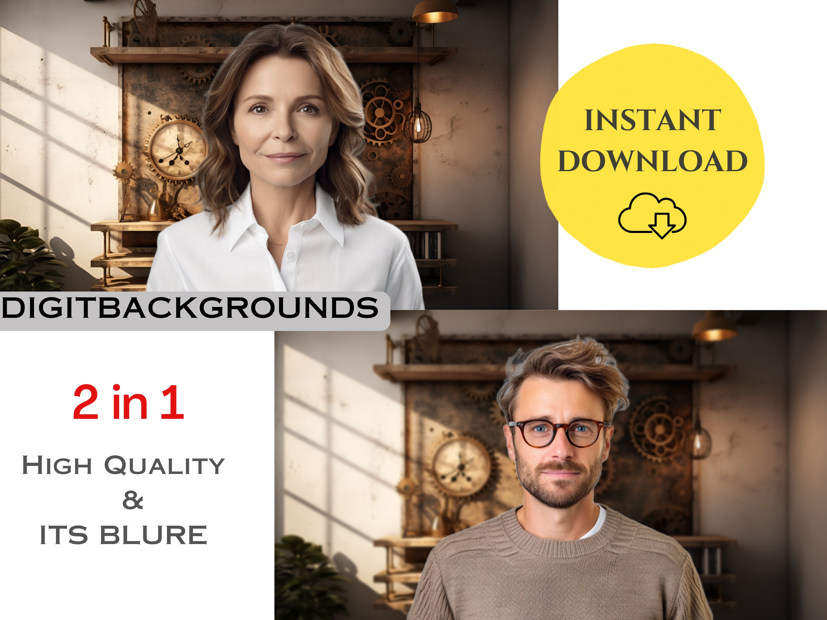 Steampunk Shelf Background for Zoom Meetings, Home Office Zoom Backdrop ...