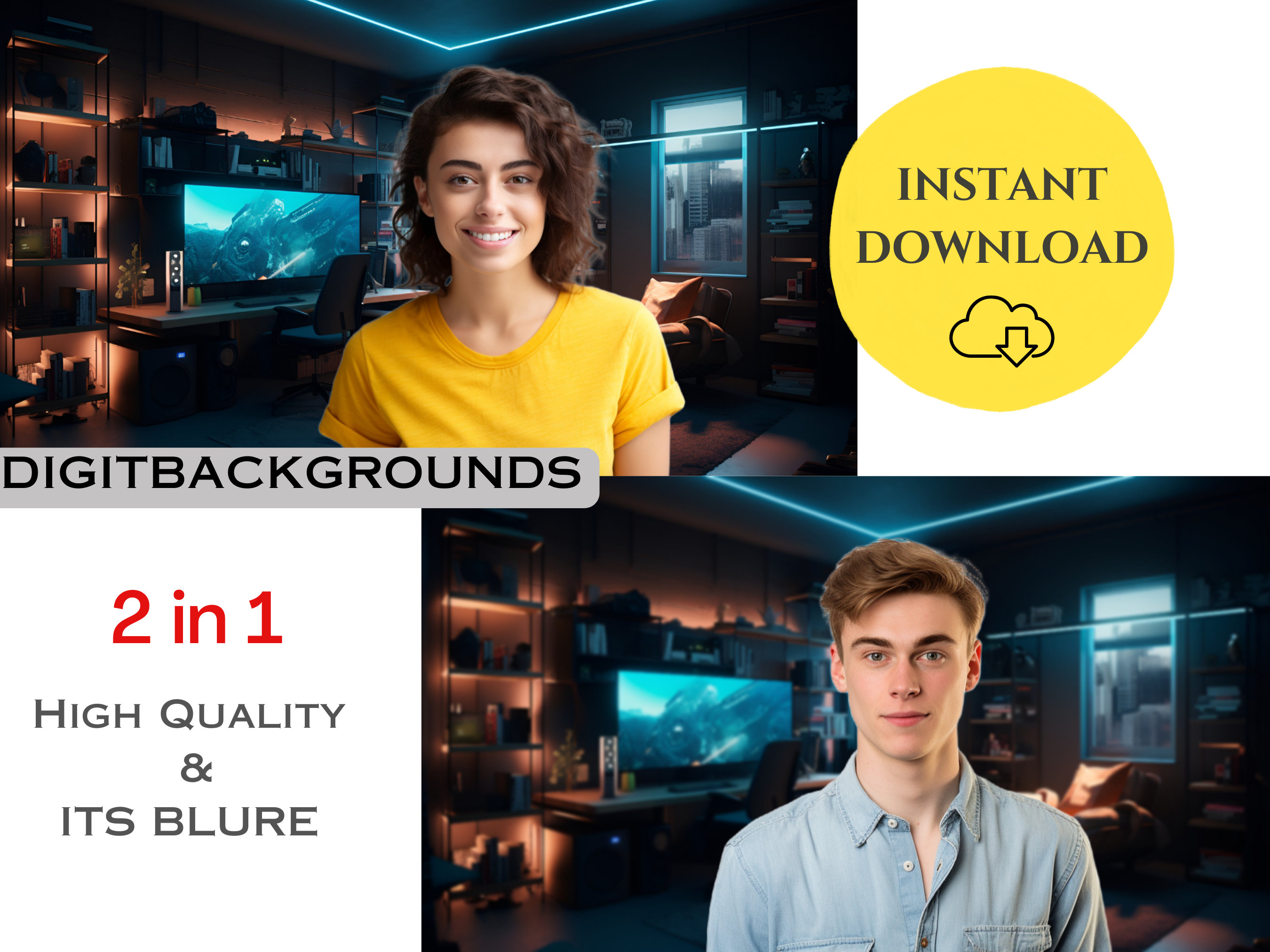 Gamer Room Background, Zoom Meetings, Metaverse Zoom Backdrop, Gamers ...