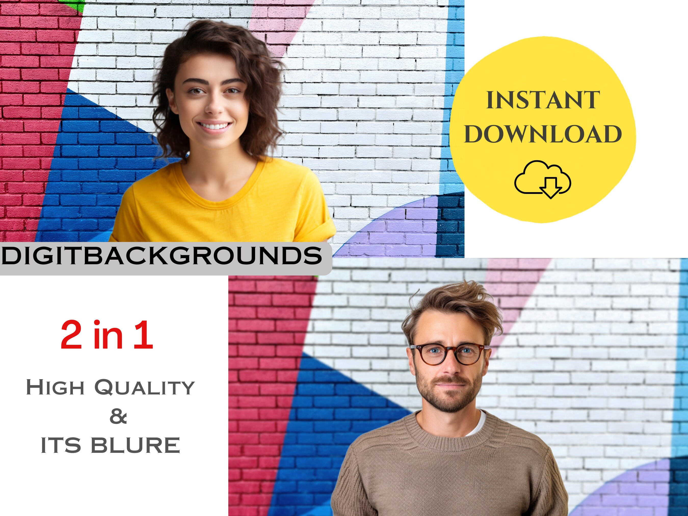 Multicolored Brick Wall Backdrop for Zoom Meetings, Zoom Virtual ...