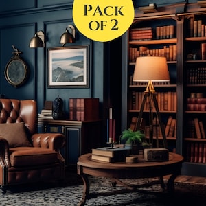 English Style Study Background Zoom Meetings Dark Interior Zoom ...