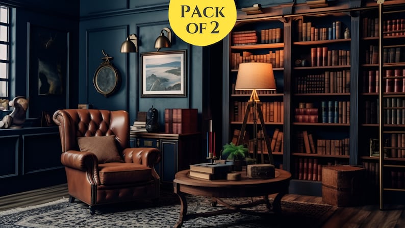 English Style Study Background Zoom Meetings Dark Interior Zoom ...