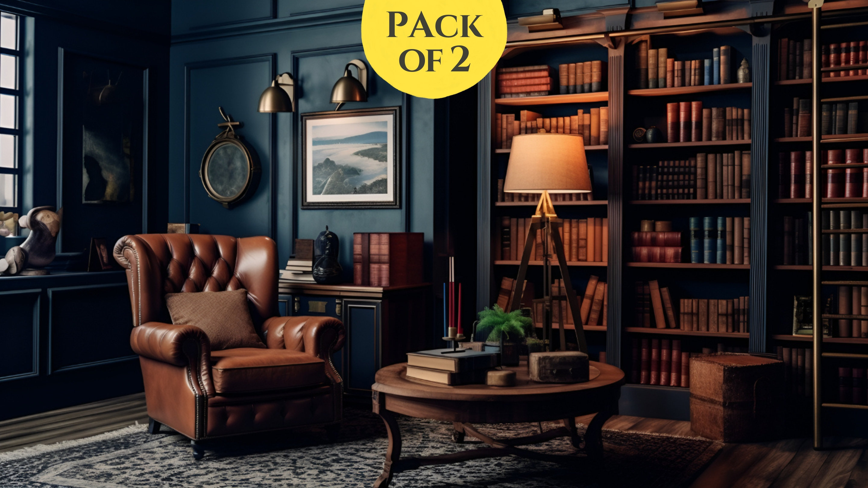 English Style Study Background Zoom Meetings Dark Interior Zoom ...