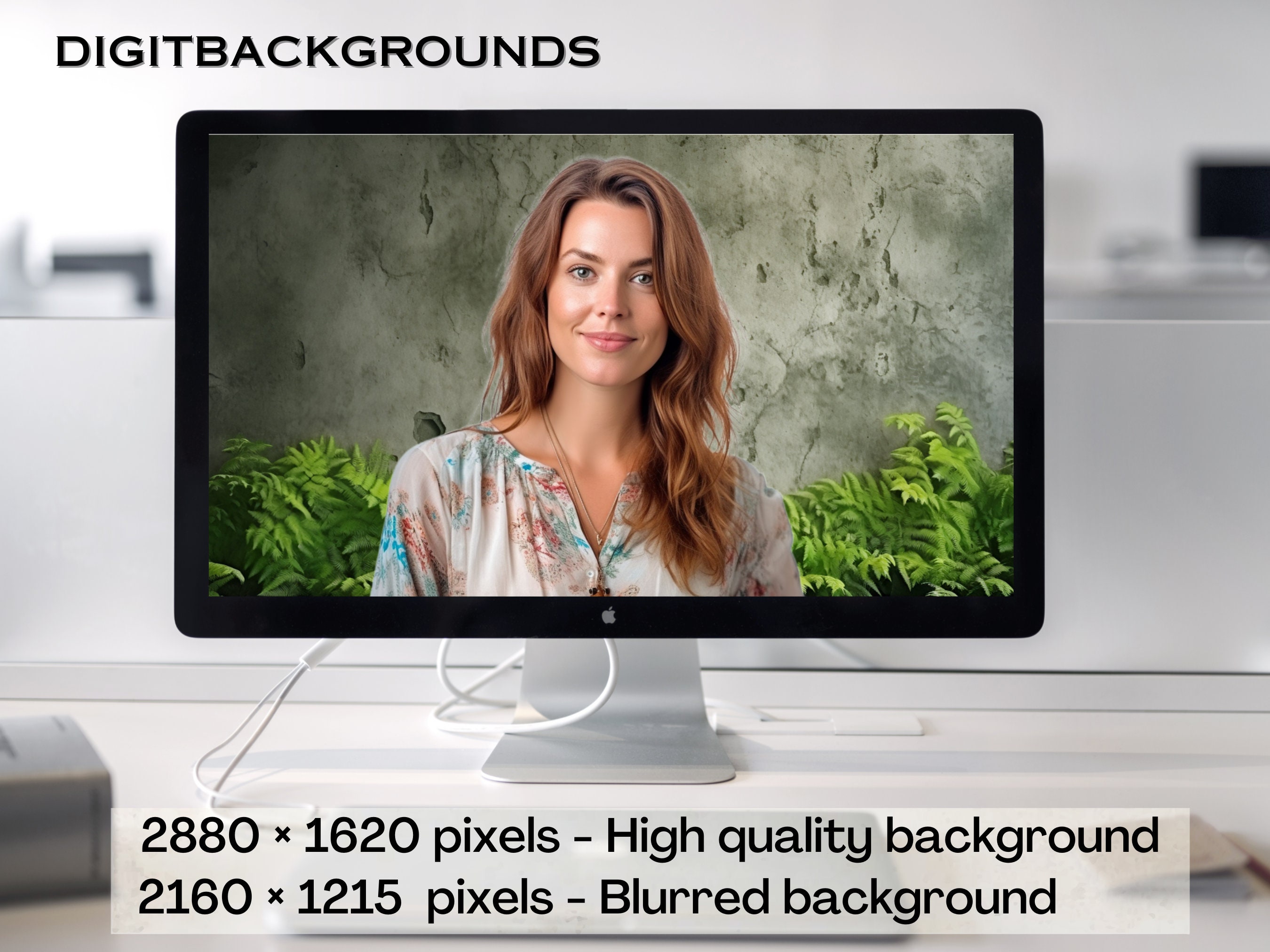 Fern & Concrete Wall Backdrop for Zoom Meetings Blurred Zoom Virtual ...