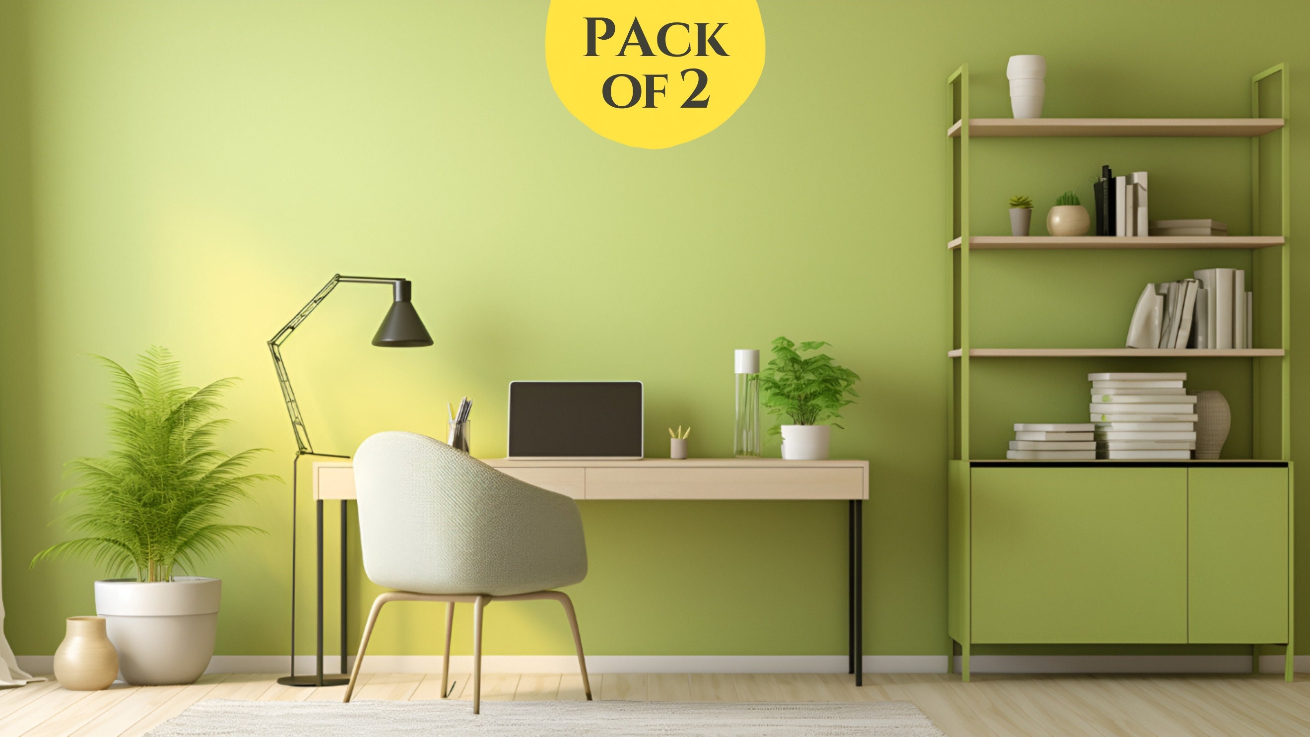 Cozy Lime Study Room Background, Zoom Meetings, Home Office, Blurred ...