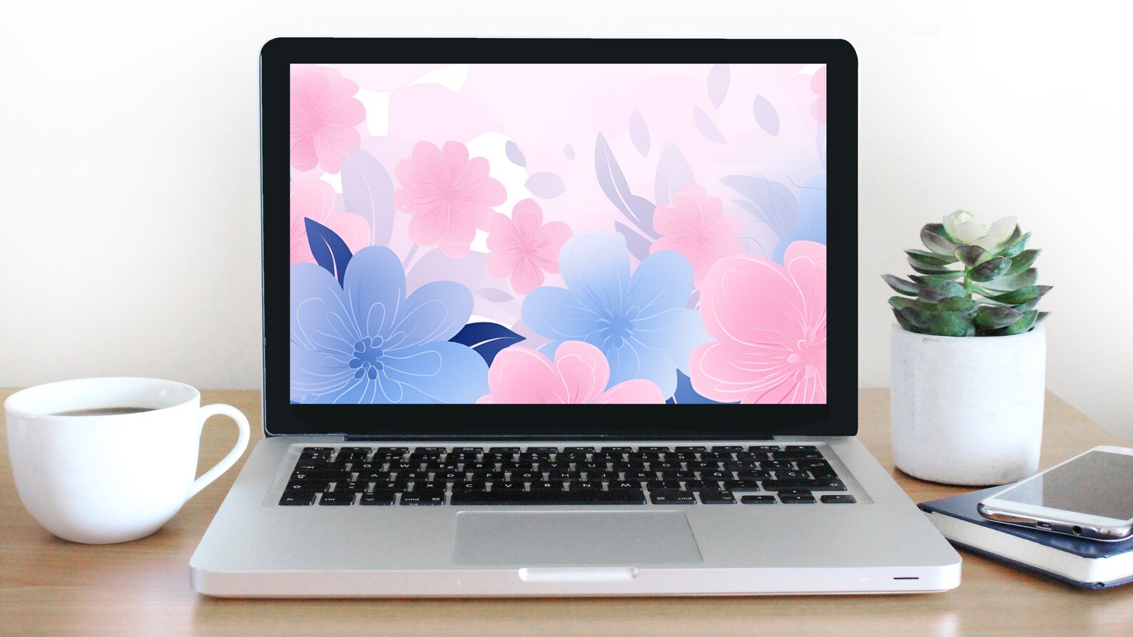 Pink & Blue Floral Boho Desktop Background Imac Wallpaper - Etsy