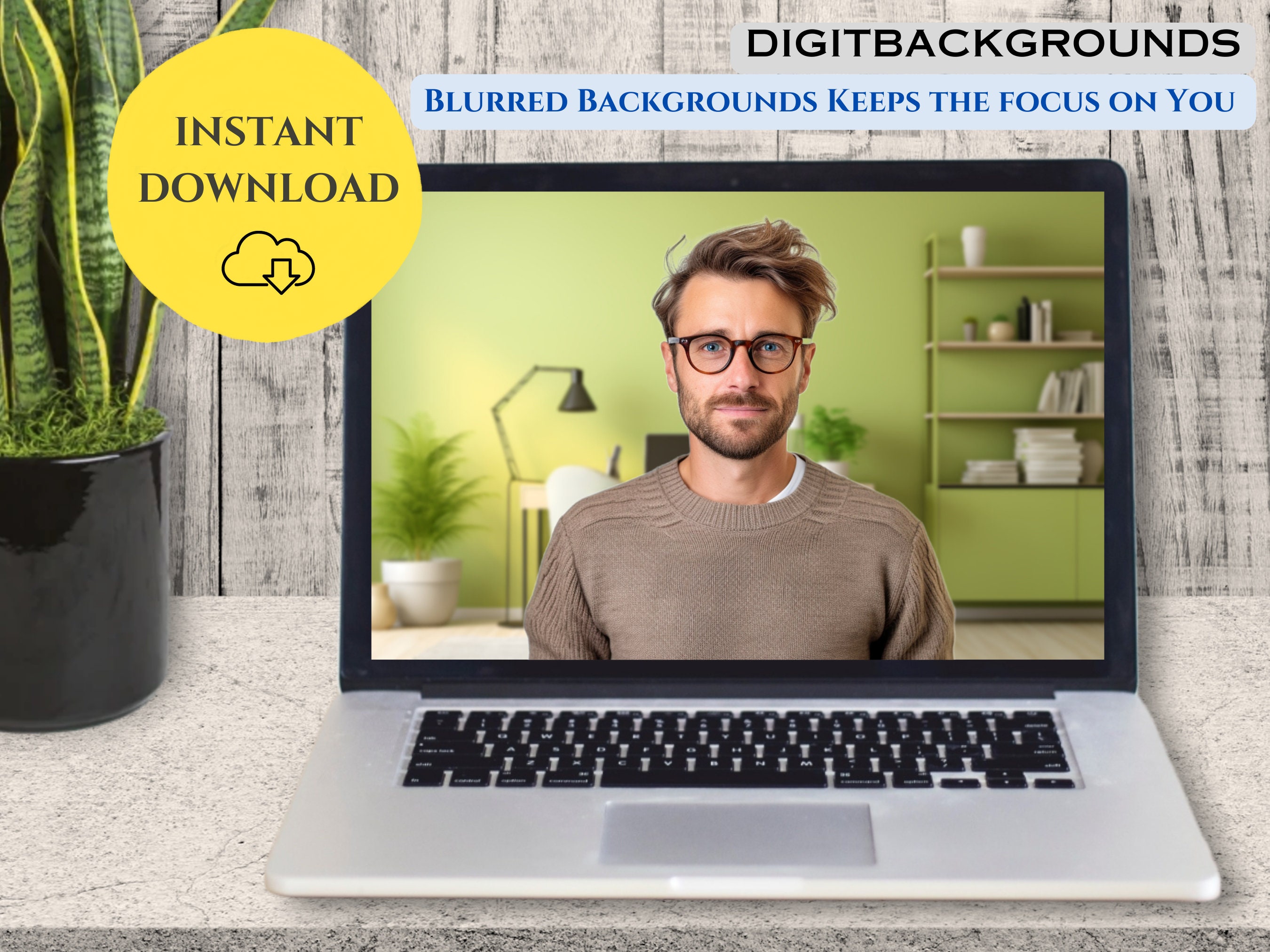 Cozy Lime Study Room Background, Zoom Meetings, Home Office, Blurred ...