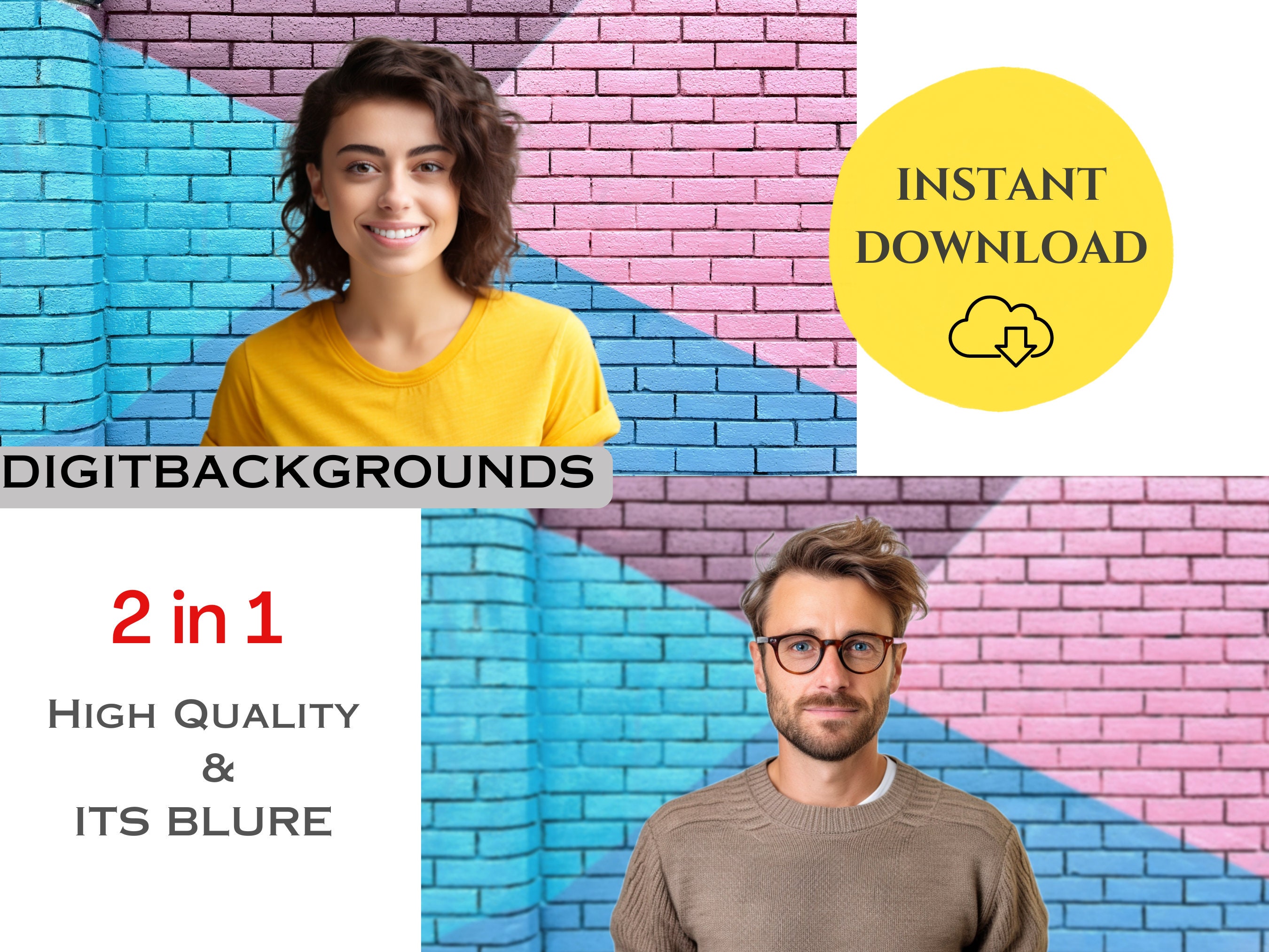 Colorful Brick Wall Backdrop for Zoom Meetings, Zoom Virtual ...