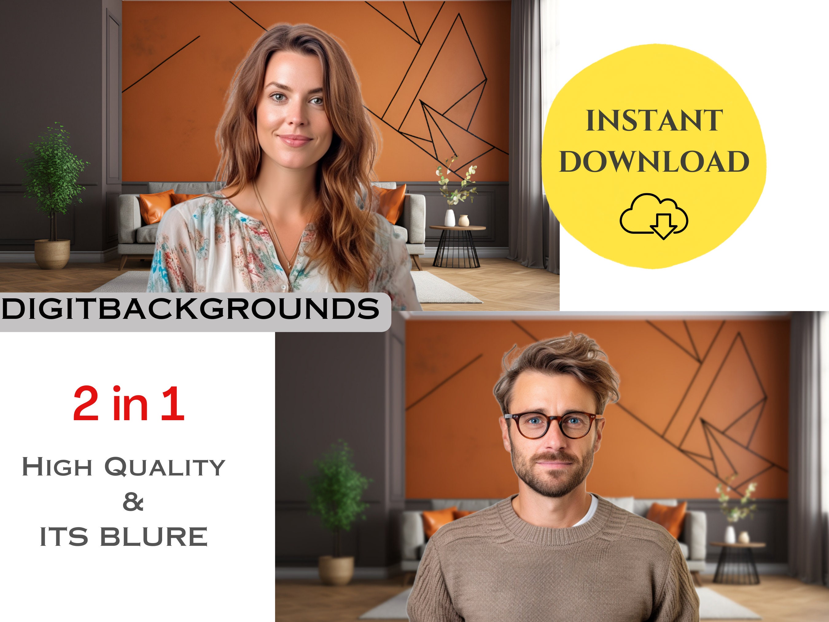 Orange Interior Background Zoom Meeting Zoom Virtual - Etsy