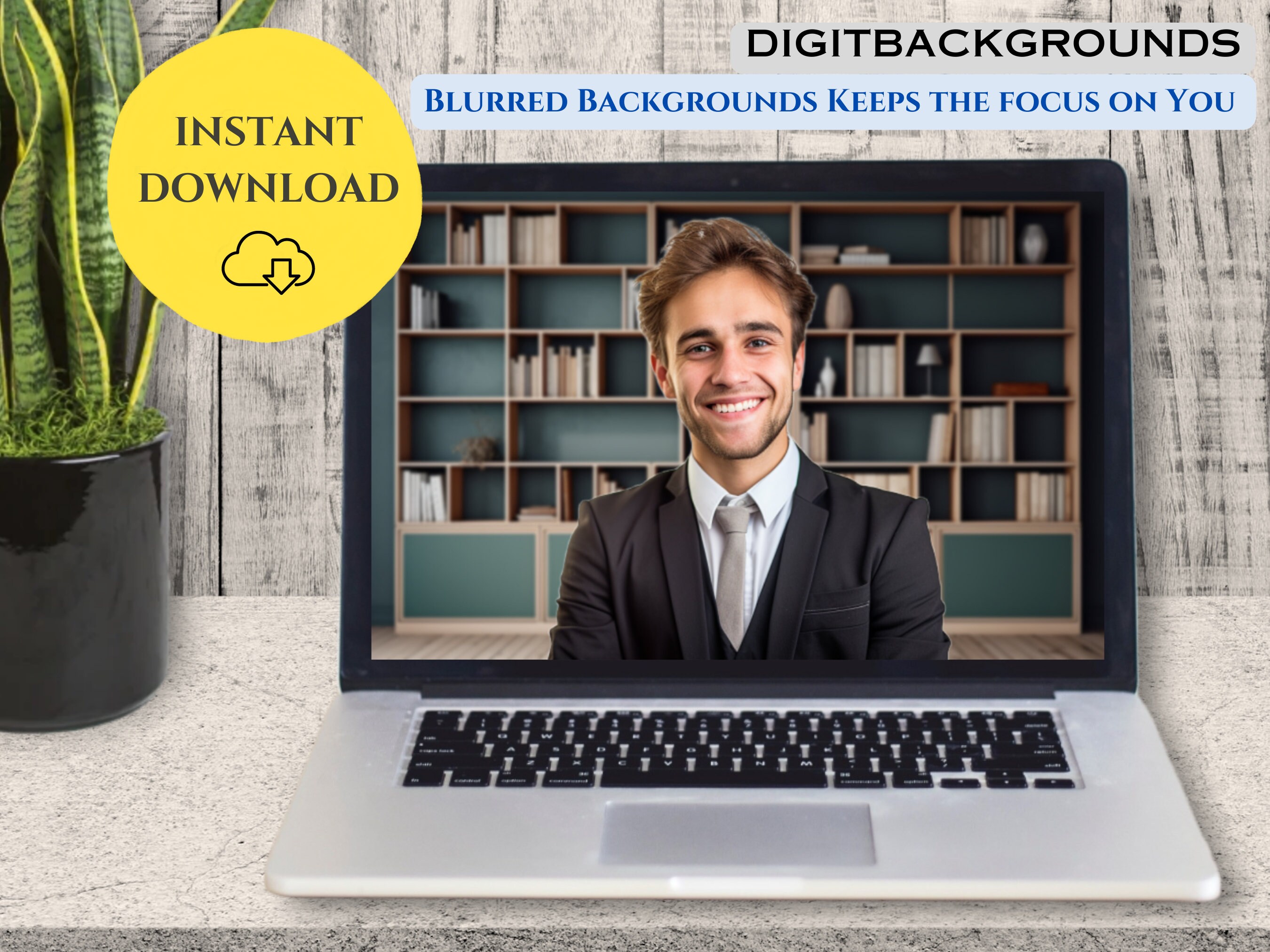 Teal Bookcase Background for Zoom Meeting, Home Office Zoom Backdrop ...