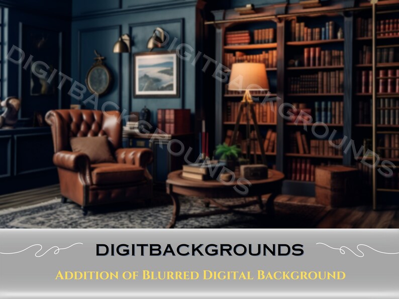 English Style Study Background Zoom Meetings Dark Interior Zoom ...