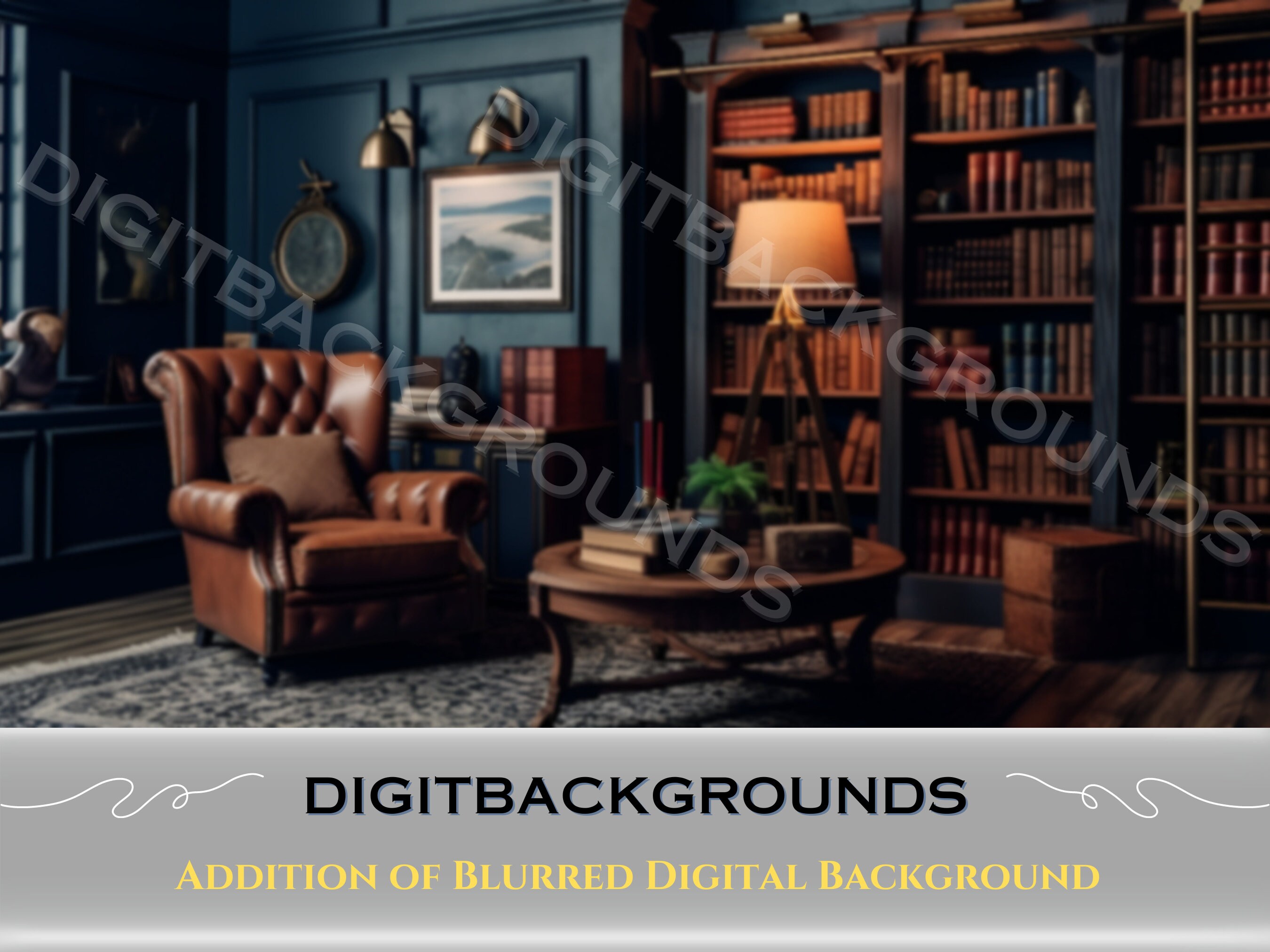 English Style Study Background Zoom Meetings Dark Interior Zoom ...