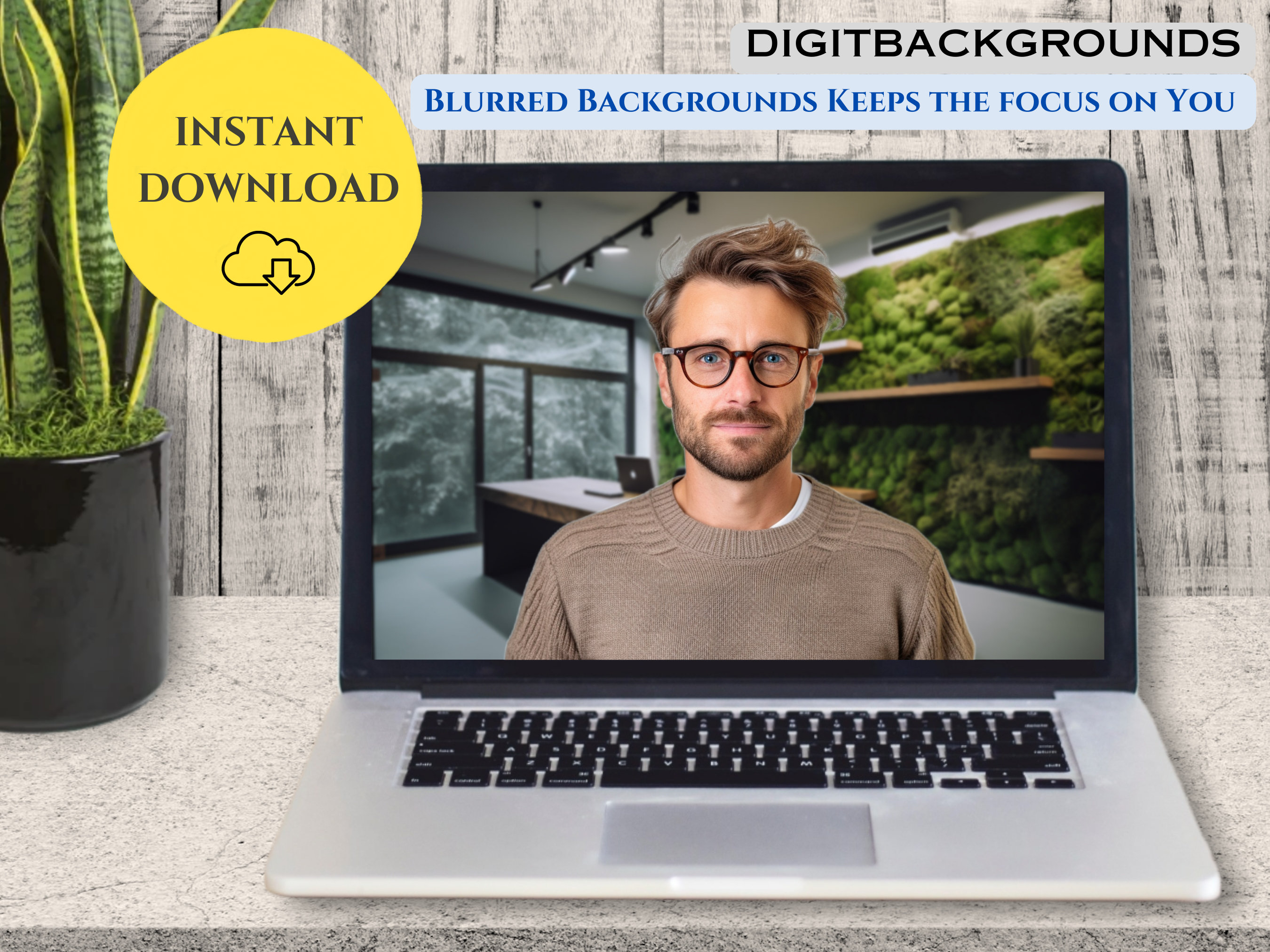 Stylish Office Background, Moss Wall, Zoom Meetings, Zoom Virtual ...
