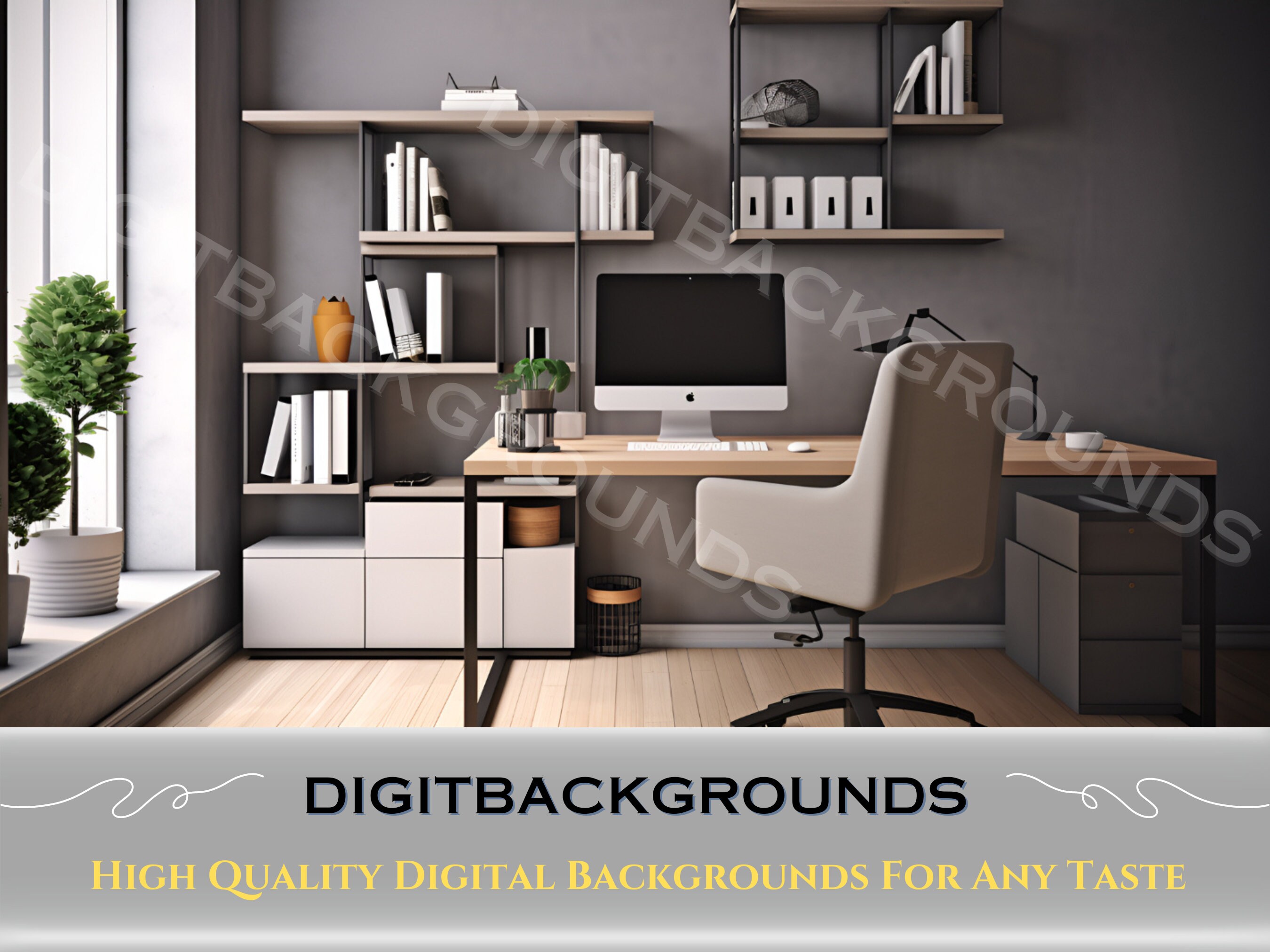 Gray Study Room Background Zoom Meetings Home Office - Etsy