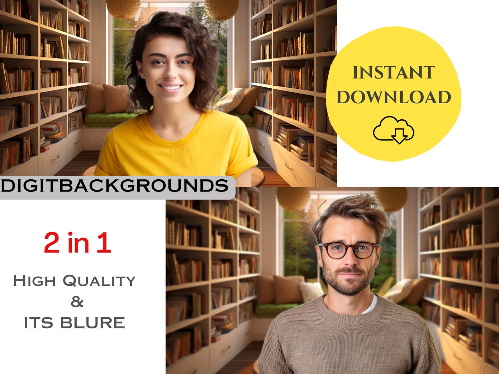 Cozy Home Library Background for Zoom Meetings Zoom Virtual Backgrounds ...