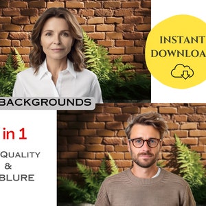 Fern & Brick Wall Backdrop for Zoom Meetings Blurred Zoom Virtual ...