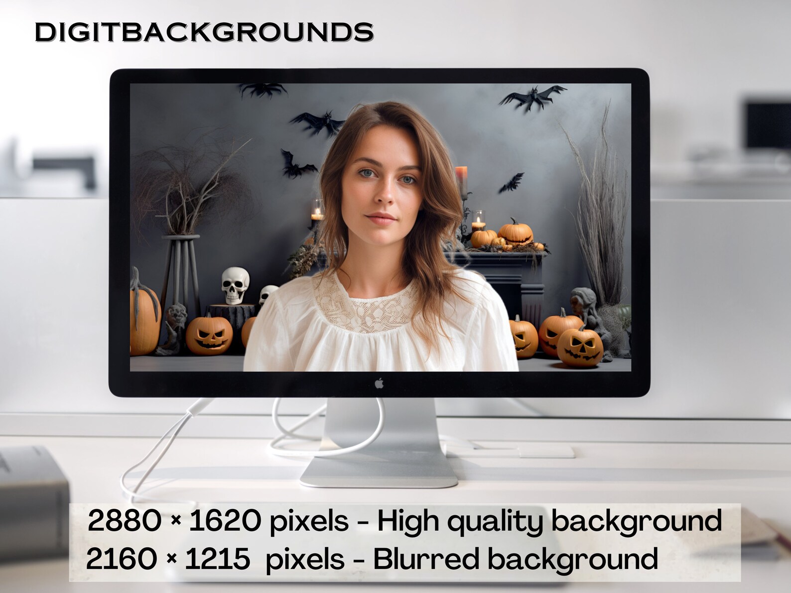 Spooky Halloween Room Backdrop for Zoom Meetings, Zoom Virtual ...