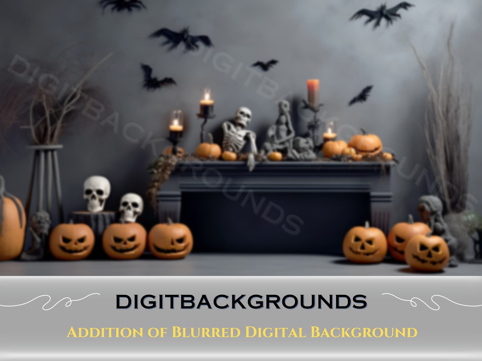Spooky Halloween Room Backdrop for Zoom Meetings, Zoom Virtual ...