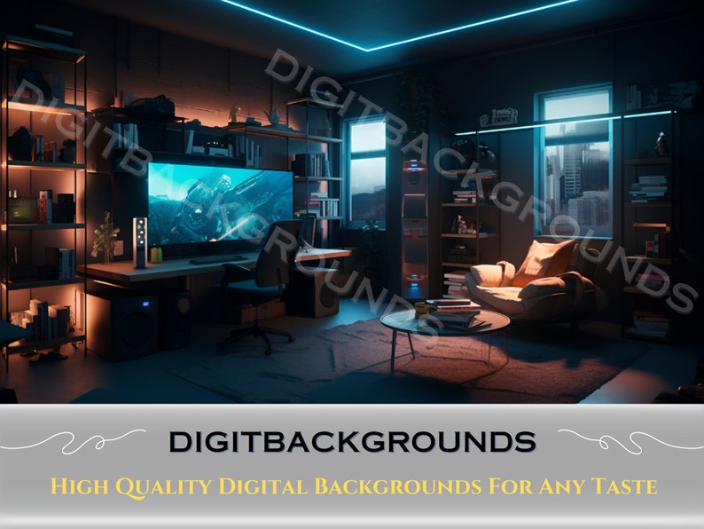 Gamer Room Background, Zoom Meetings, Metaverse Zoom Backdrop, Gamers ...