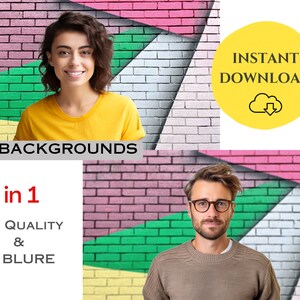 Colorful Brick Wall Backdrop for Zoom Meetings, Zoom Virtual ...