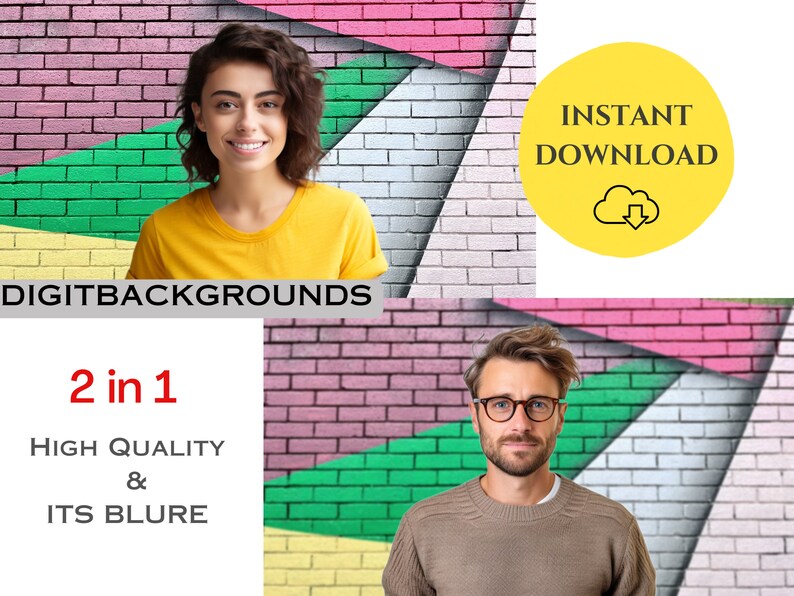 Colorful Brick Wall Backdrop for Zoom Meetings, Zoom Virtual ...