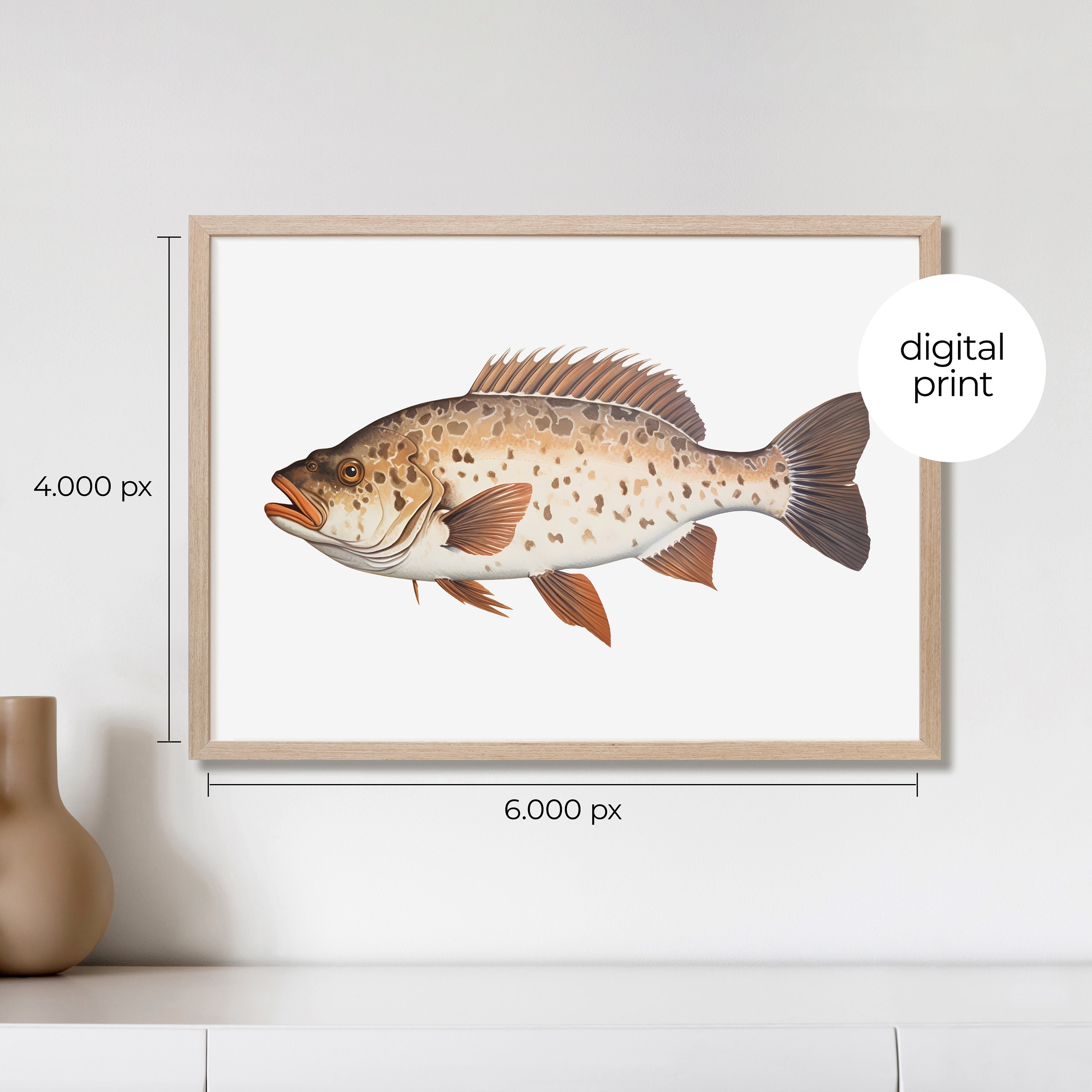 Halibut Print, Fish Print, Halibut, Wall Art, Wall Print, Fish Poster ...