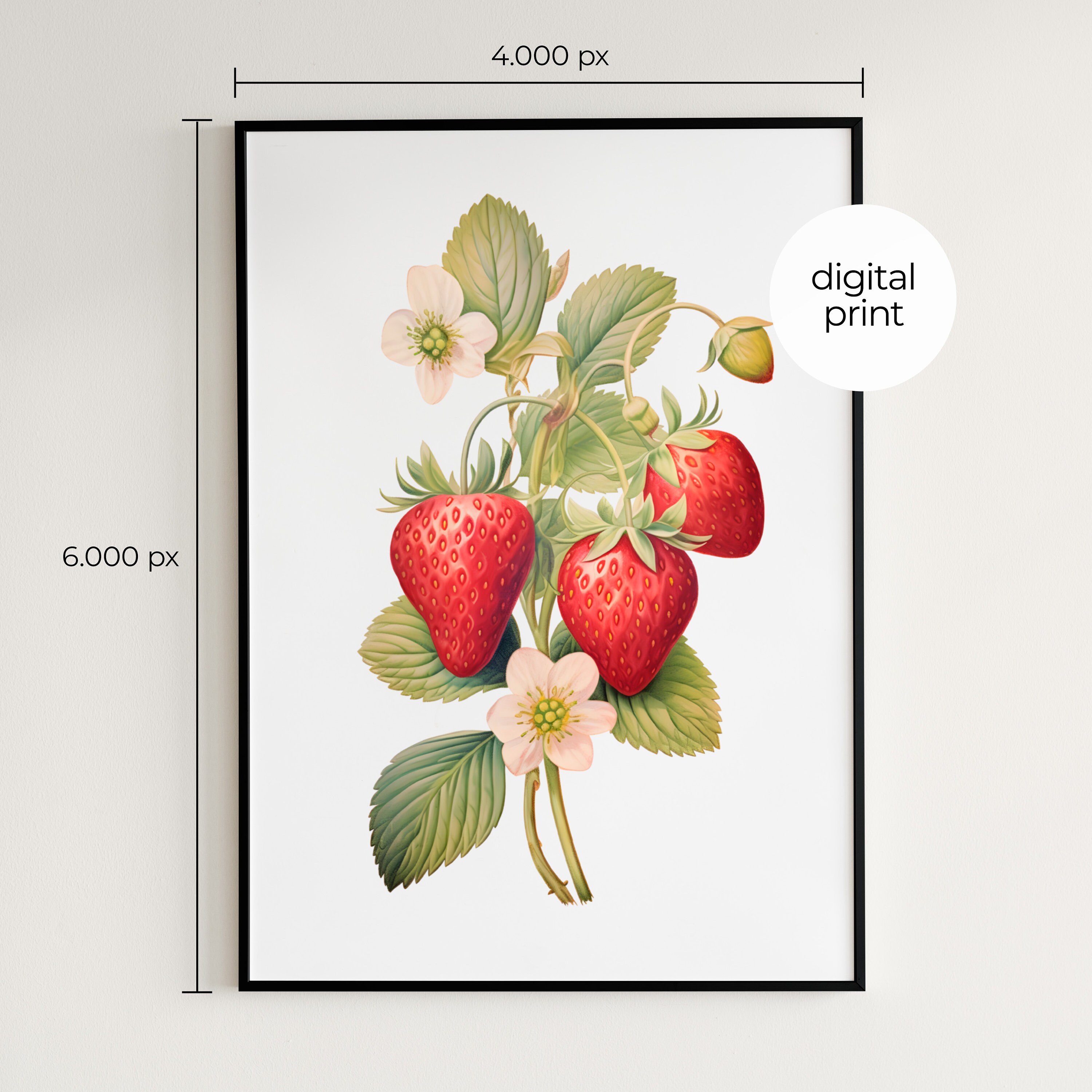 Strawberry Print, Fruit Print, Berry Print, Botanical Fruits ...