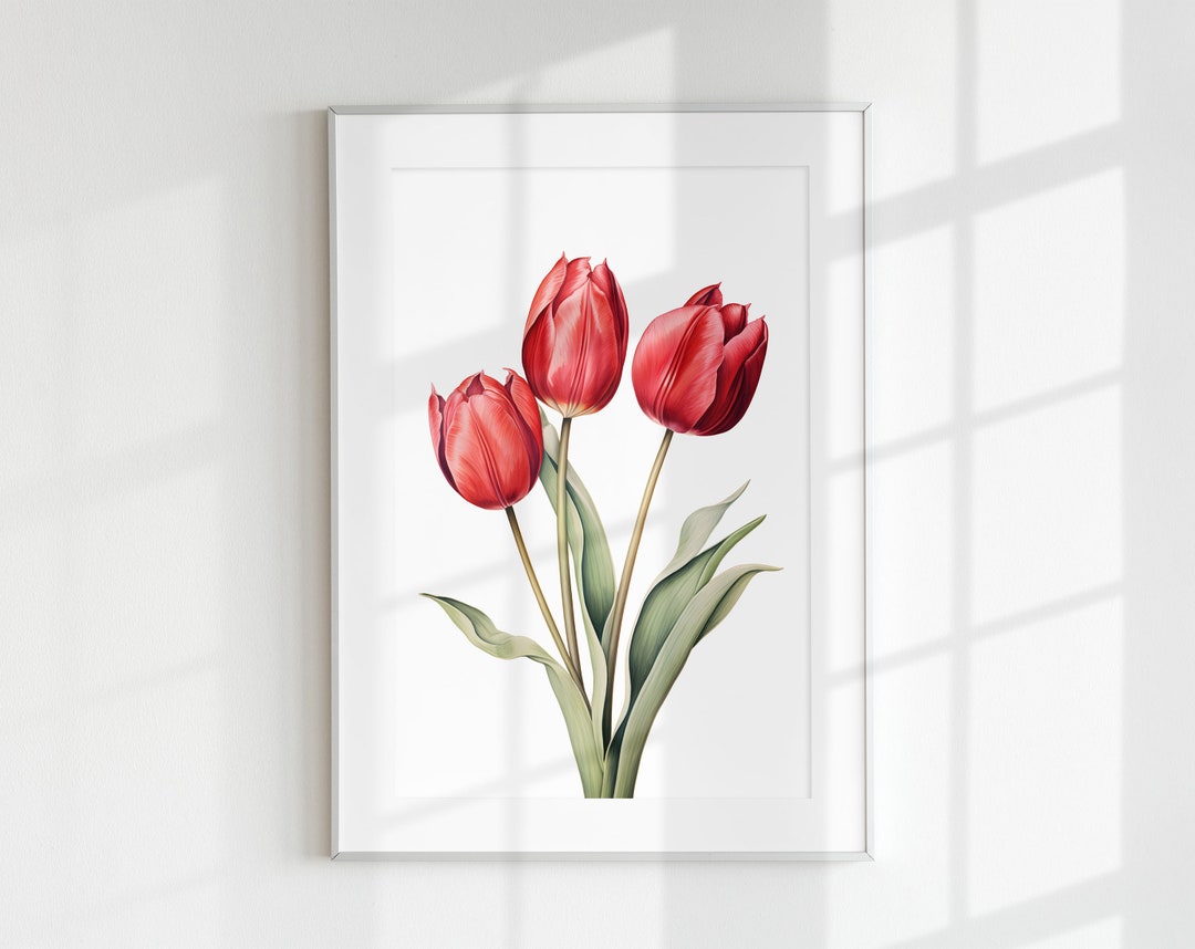 Tulip Print, Floral Print, Flower Print, Botanical Print, Tulip, Wall ...