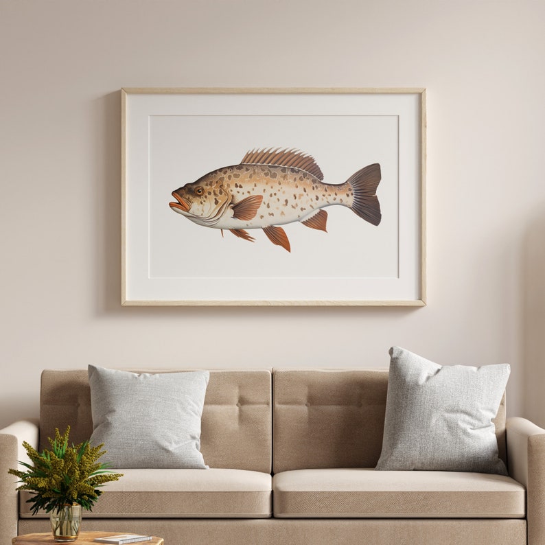 Halibut Print, Fish Print, Halibut, Wall Art, Wall Print, Fish Poster ...