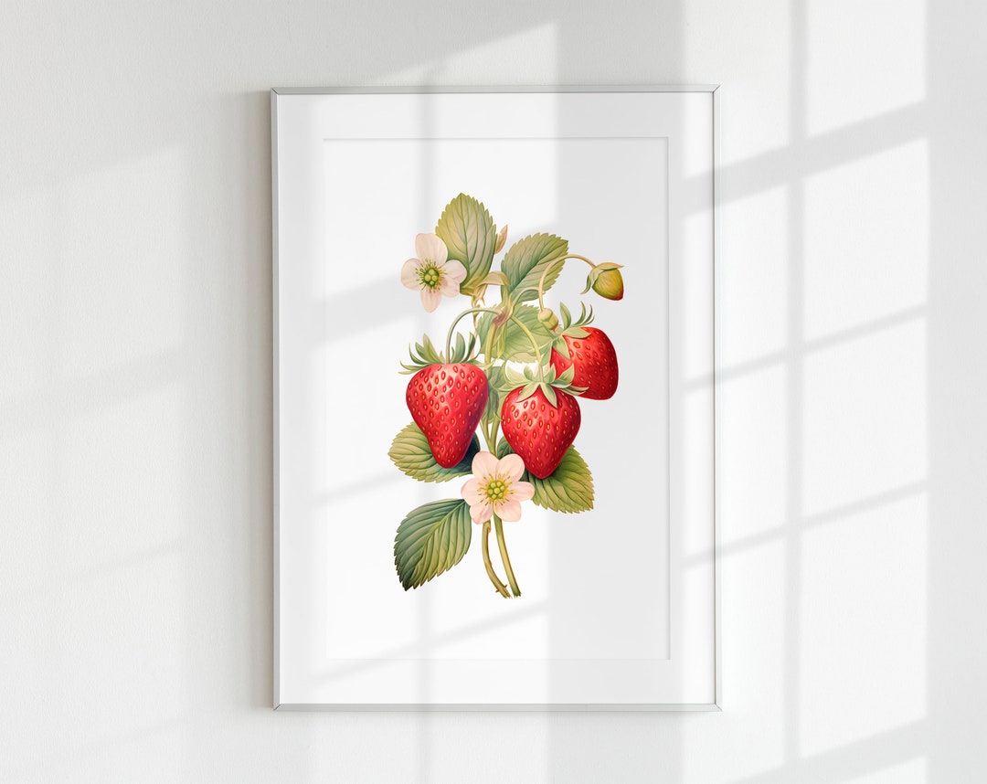 Strawberry Print, Fruit Print, Berry Print, Botanical Fruits ...