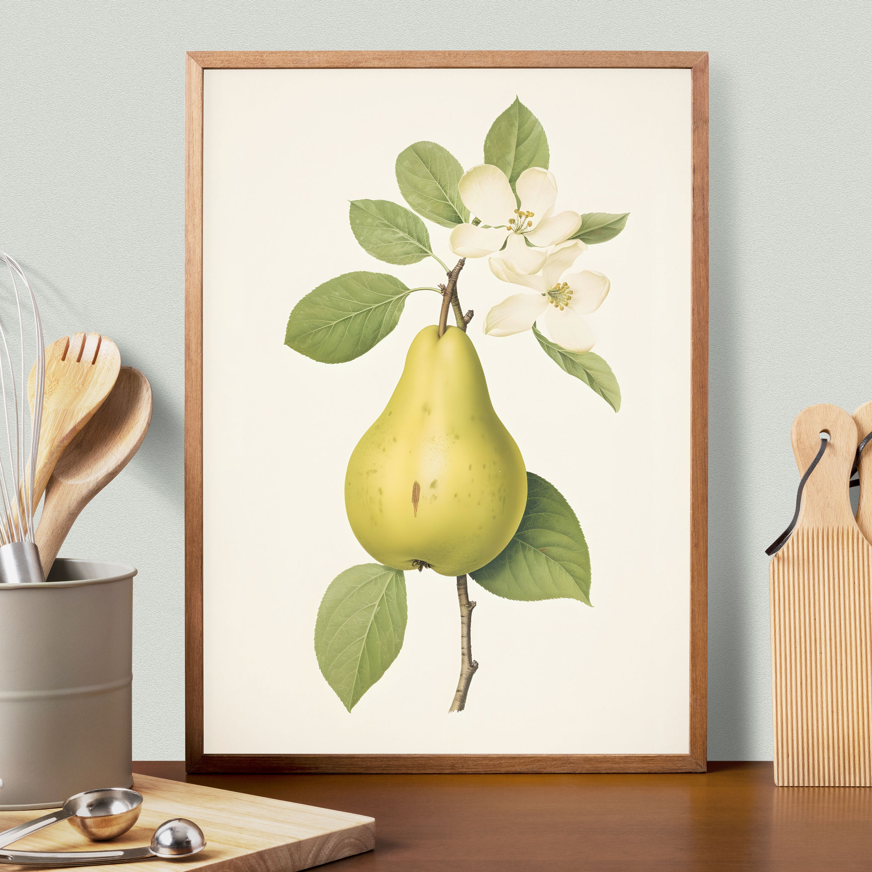 Pear Print, Fruit Print, Flower Print, Botanical Fruits, Pear Branch ...