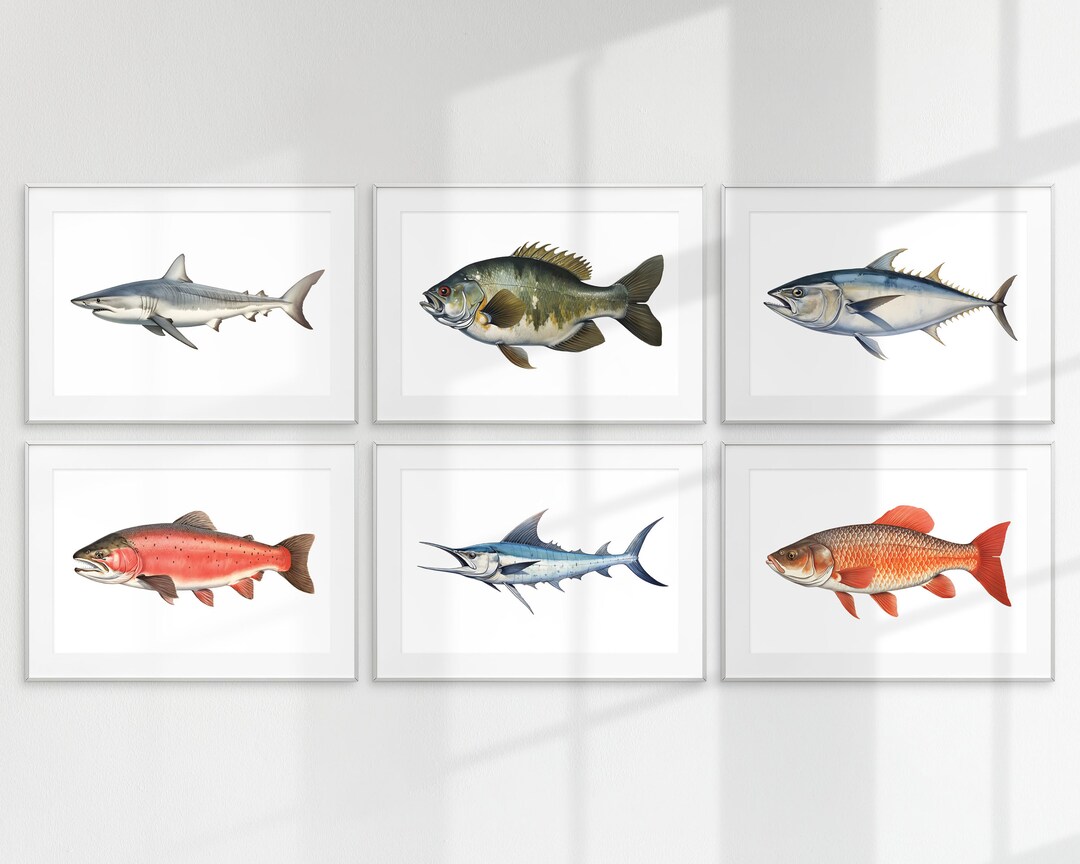Fish Bundle Wall Art PRINTABLE Nautical Minimal Poster Decoration Set ...