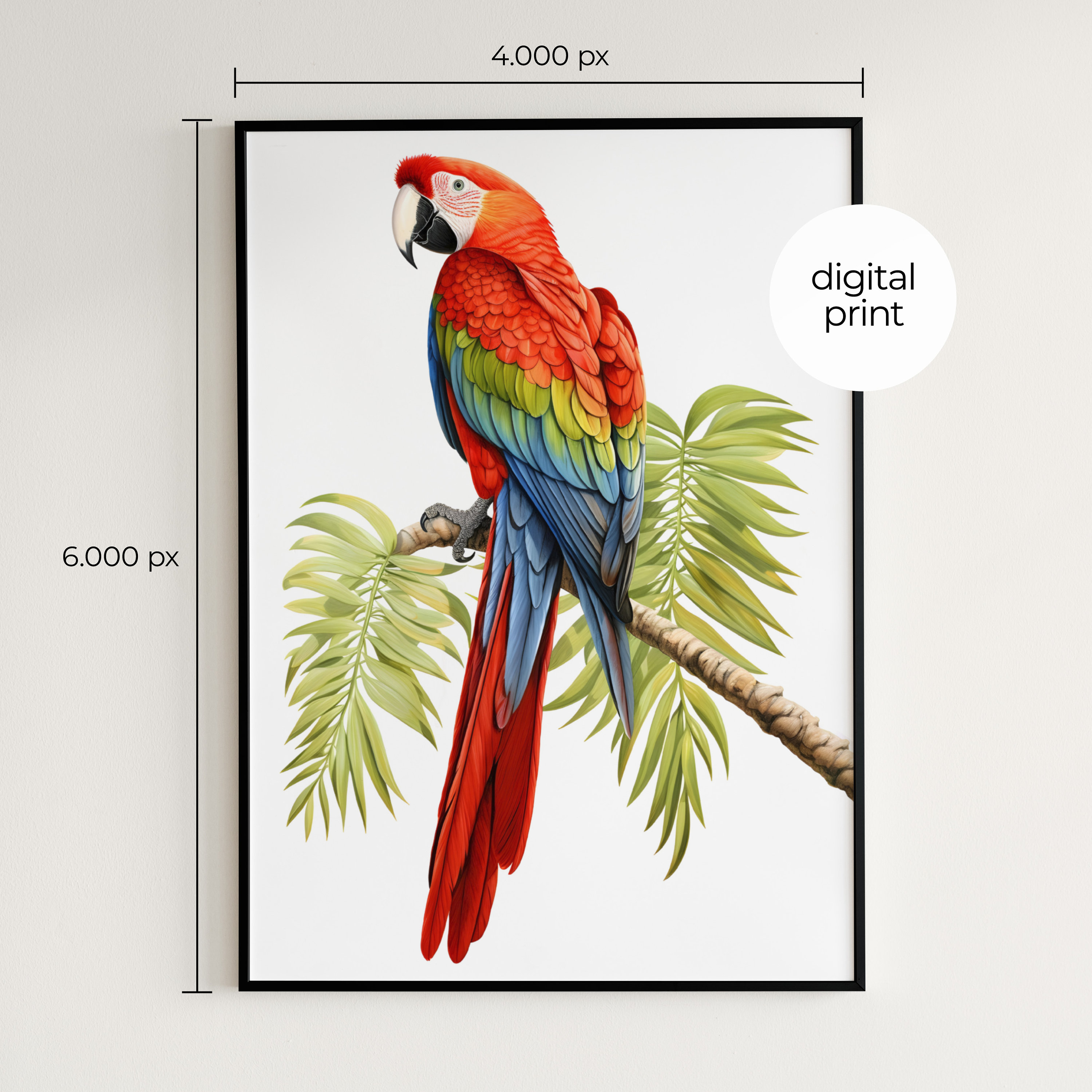 Parrot Wall Art PRINTABLE Scarlet Macaw Tropical Exotic Bird Vibrant ...